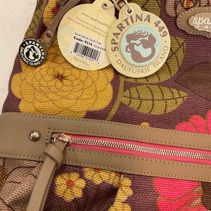 Spartina 449 | Bags | New Spartina 449 Daufuskie Island Floral Handbag Tote Natural Linen ...